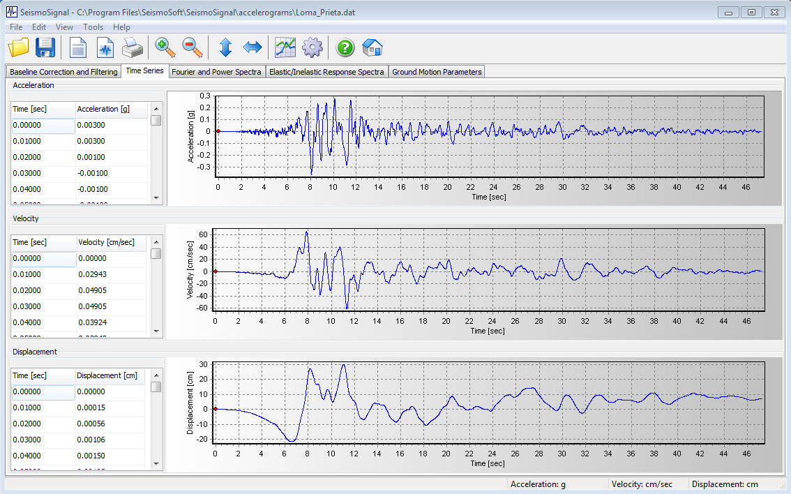 Defining an acceleration time-history